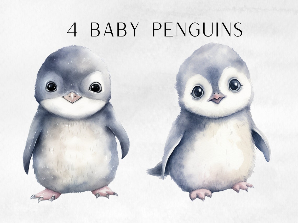 Penguin Clipart, Cute Watercolor Penguins for Nursery or Crafting, for ...