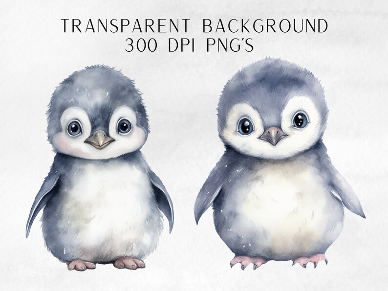Penguin Clipart, Cute Watercolor Penguins for Nursery or Crafting, for ...