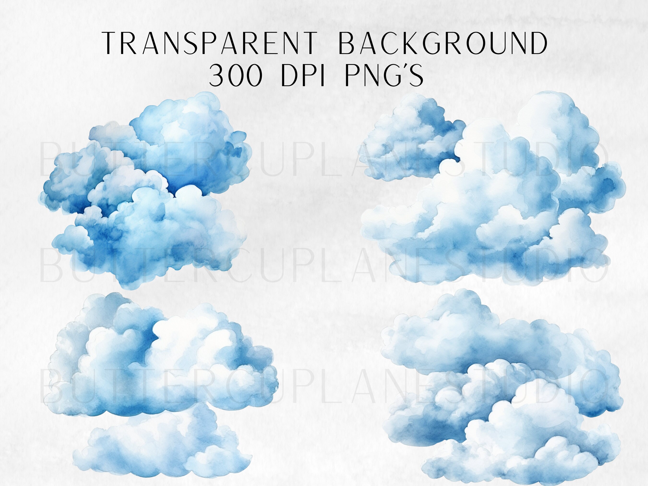 Watercolor Cloud Clipart, Clipart for Commercial Use, Cloud ...