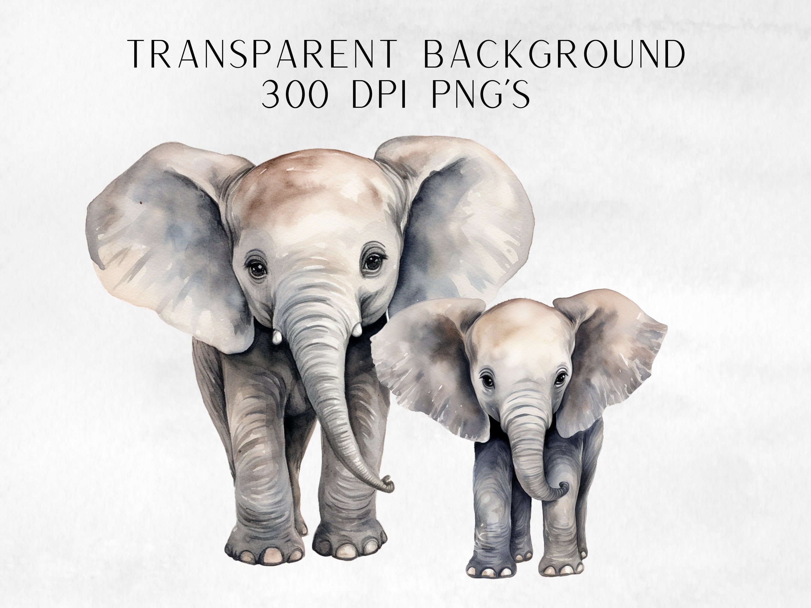 Baby Elephant Watercolor Clipart, Cute Clip Art for Commercial Use ...