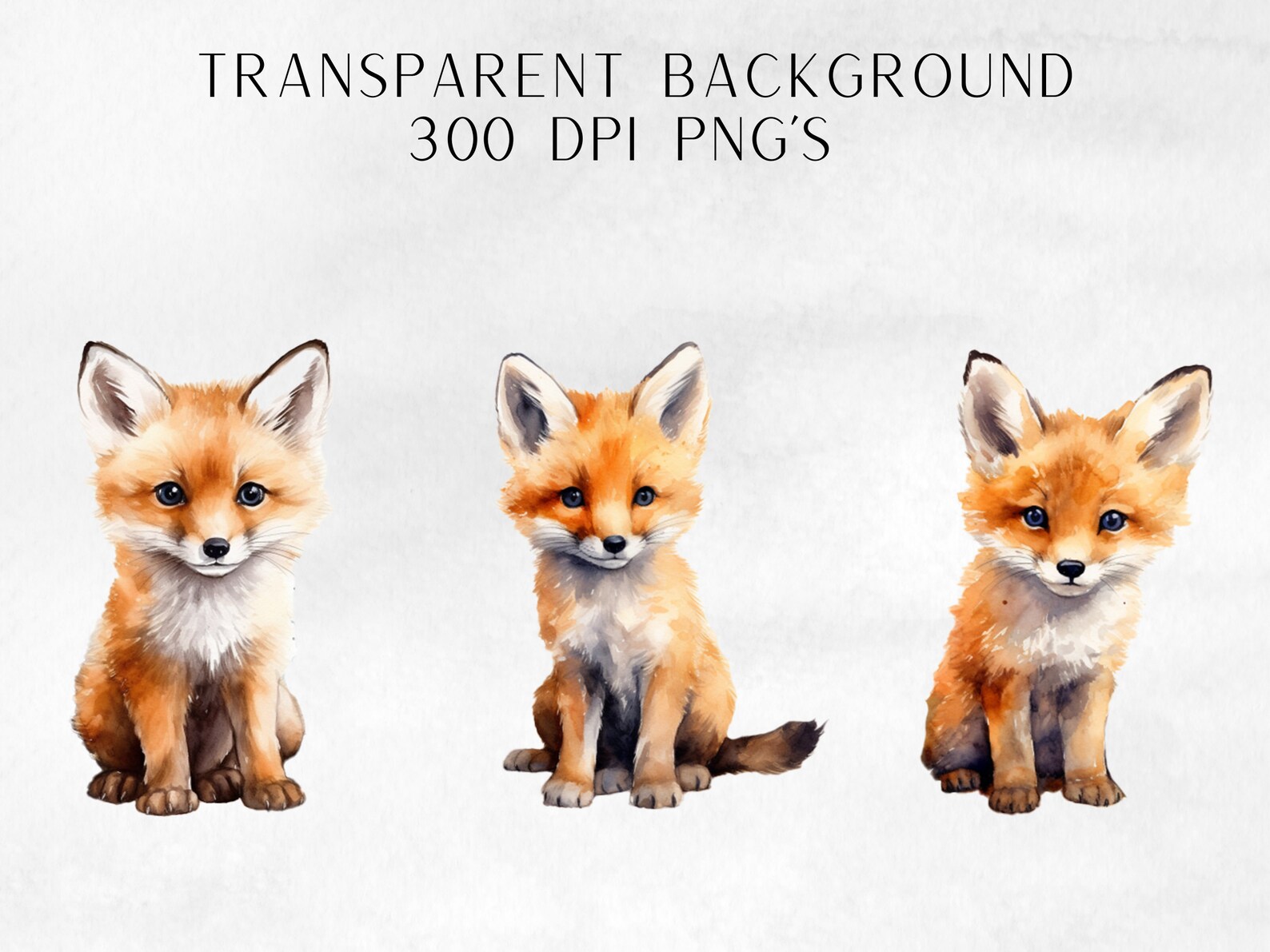 Cute Fox Watercolor Clipart, Clip Art for Commercial Use, Transparent ...