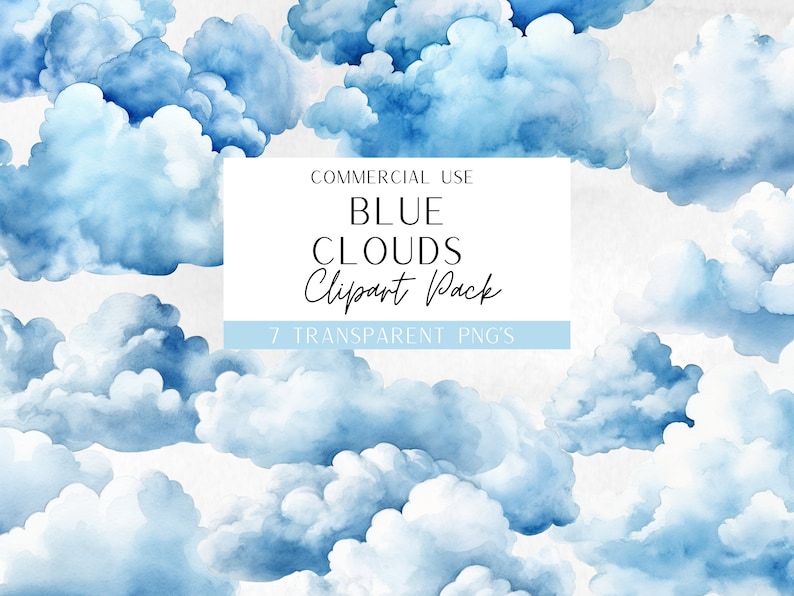 Watercolor Cloud Clipart, Clipart for Commercial Use, Cloud ...