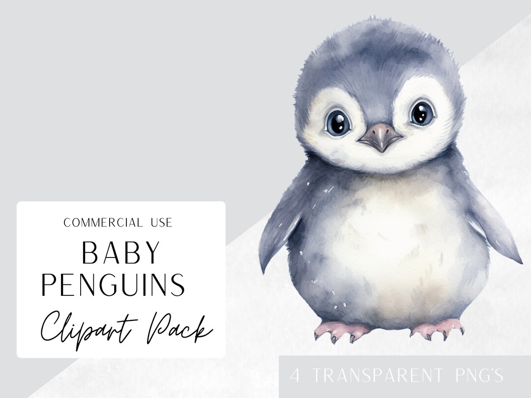 Penguin Clipart, Cute Watercolor Penguins for Nursery or Crafting, for ...