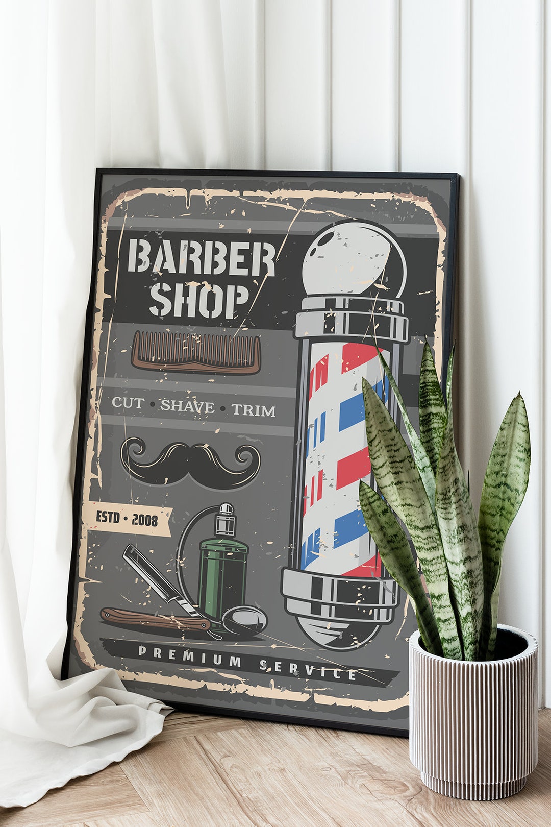 Barber Shop Print, Pilot Haircut Poster, Black and White Wall Art ...