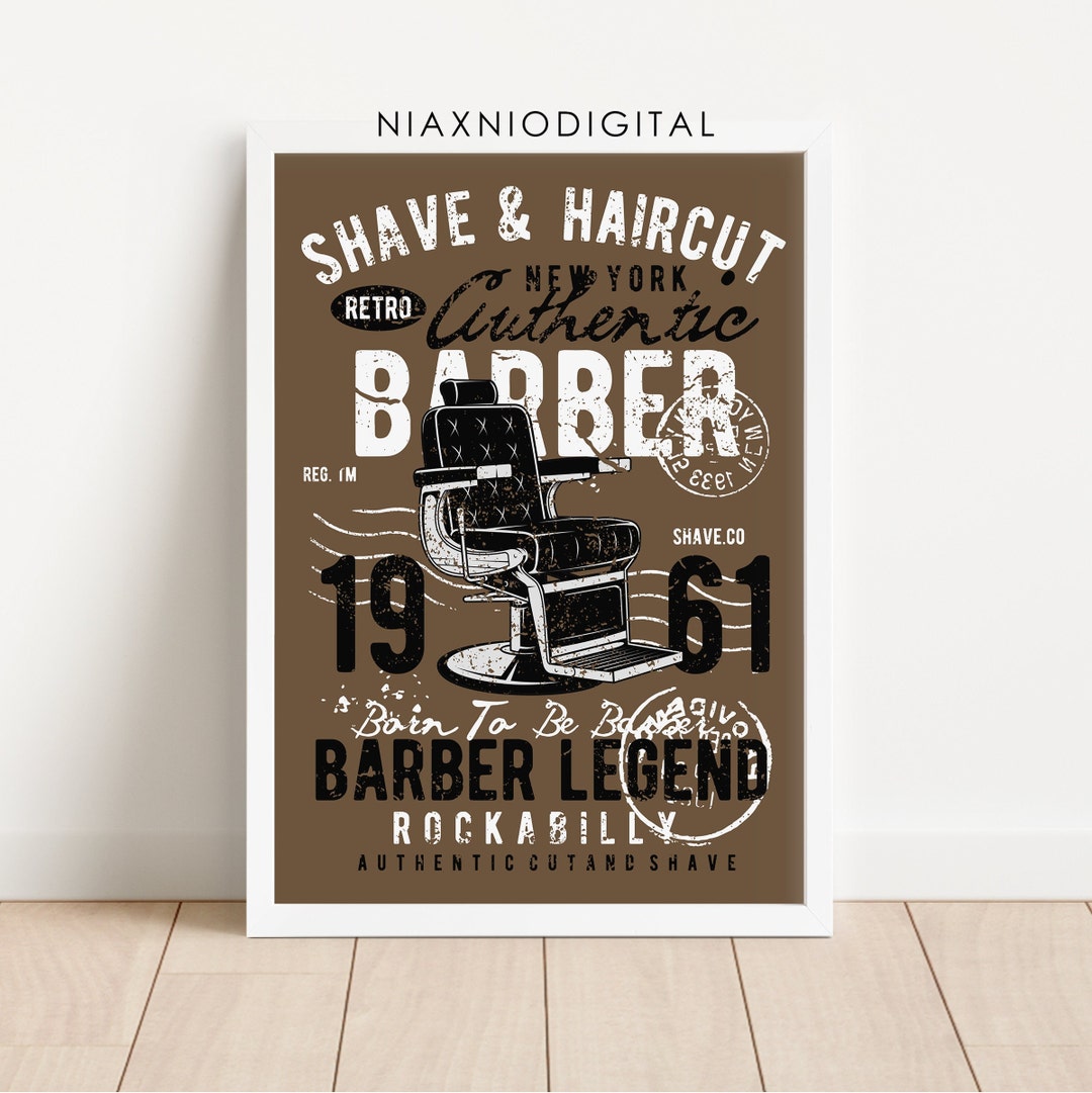 Barber Shop Print, Pilot Haircut Poster, Black and White Wall Art ...