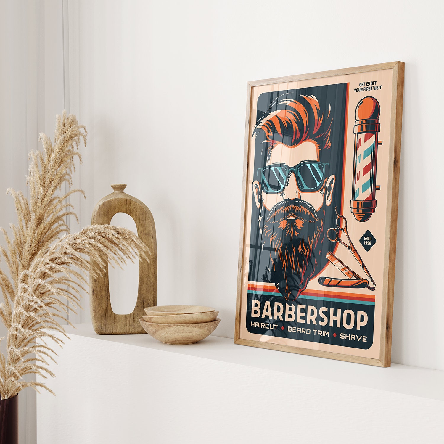 Barber Shop Print, Pilot Haircut Poster, Black and White Wall Art ...