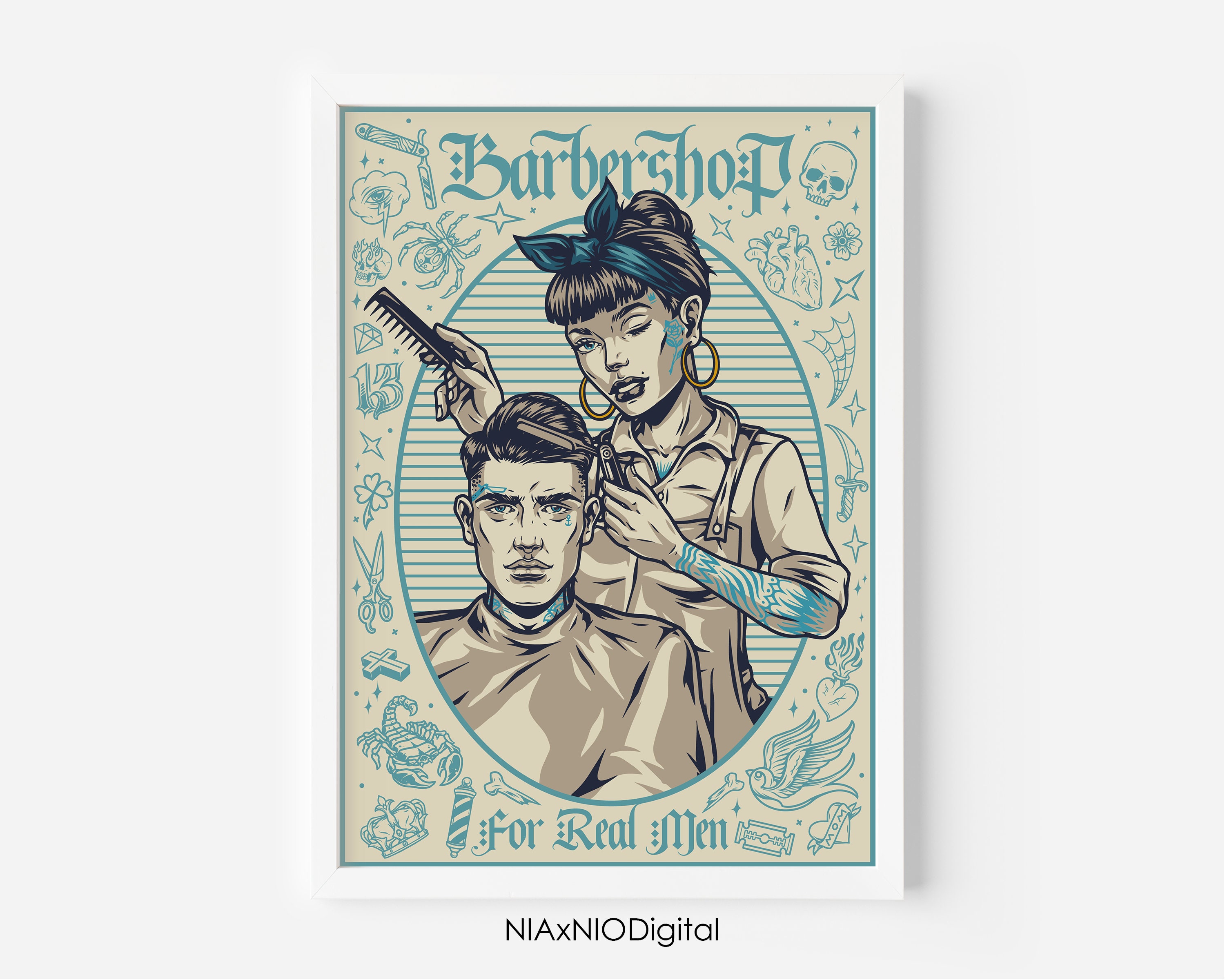 Barber Shop Print, Pilot Haircut Poster, Black and White Wall Art ...