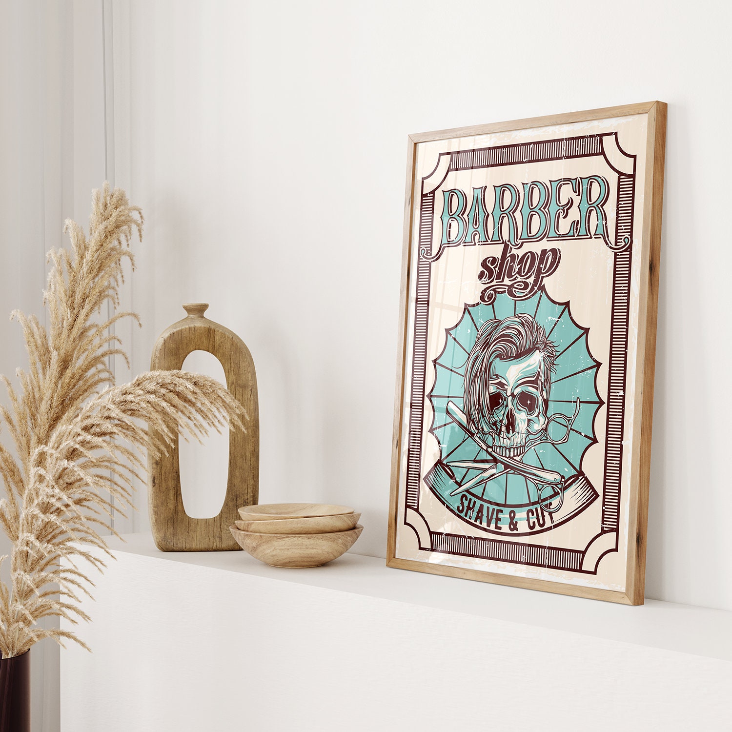 Barber Shop Print, Pilot Haircut Poster, Black and White Wall Art ...