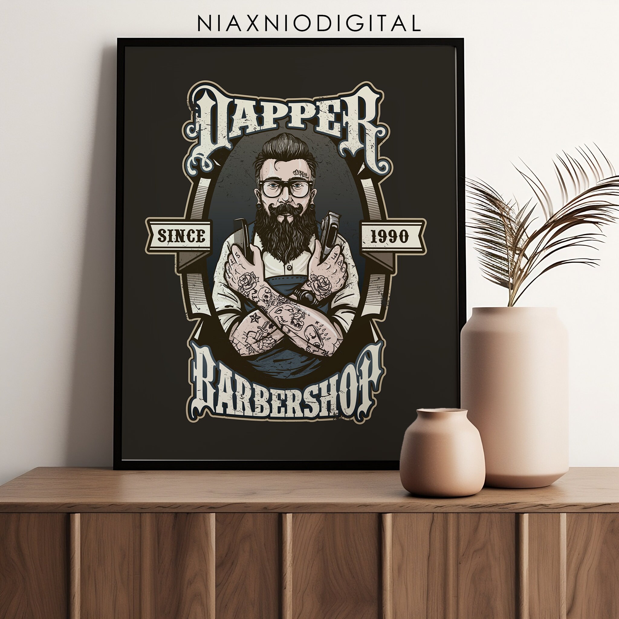 Barber Shop Print, Pilot Haircut Poster, Black and White Wall Art ...