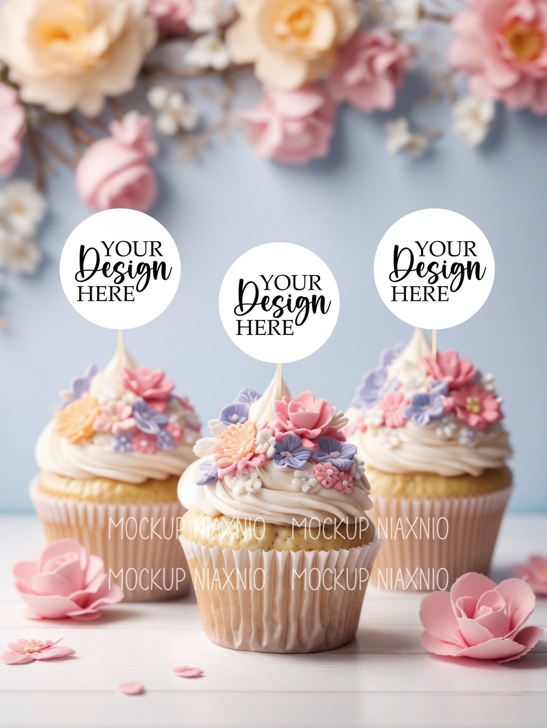 Cupcake Toppers Mockup, Cupcake Mockup, Birthday, Wedding Cupcake ...