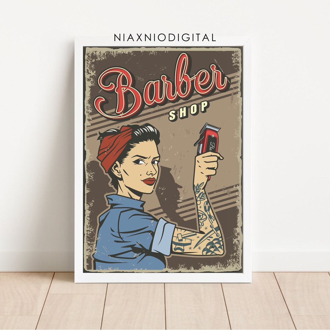 Barber Shop Print, Pilot Haircut Poster, Black and White Wall Art ...