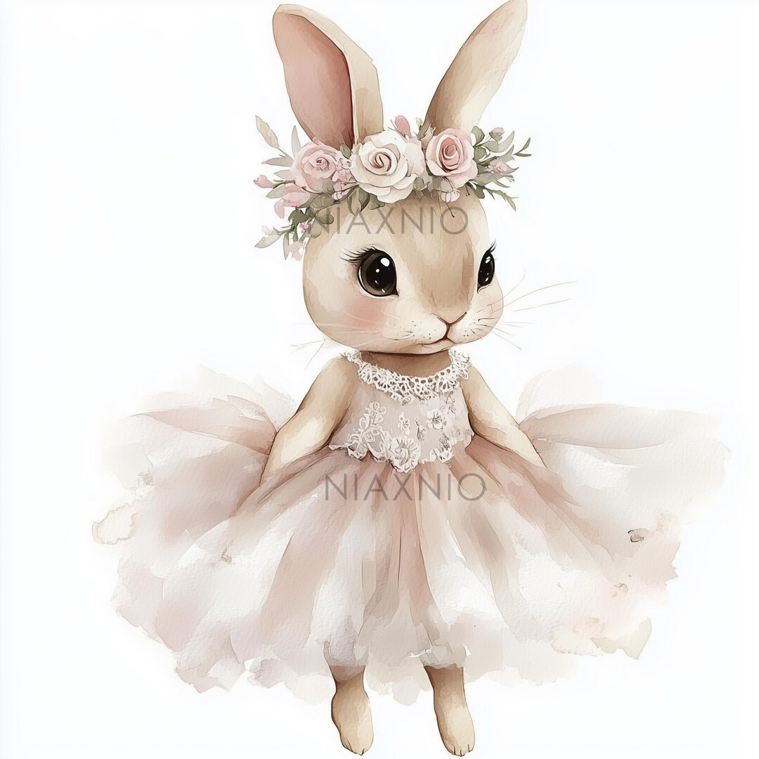 5 X BUNDLE Watercolor Rabbit Clipart, Cute Bunny, Girl, Boy ,watercolor ...