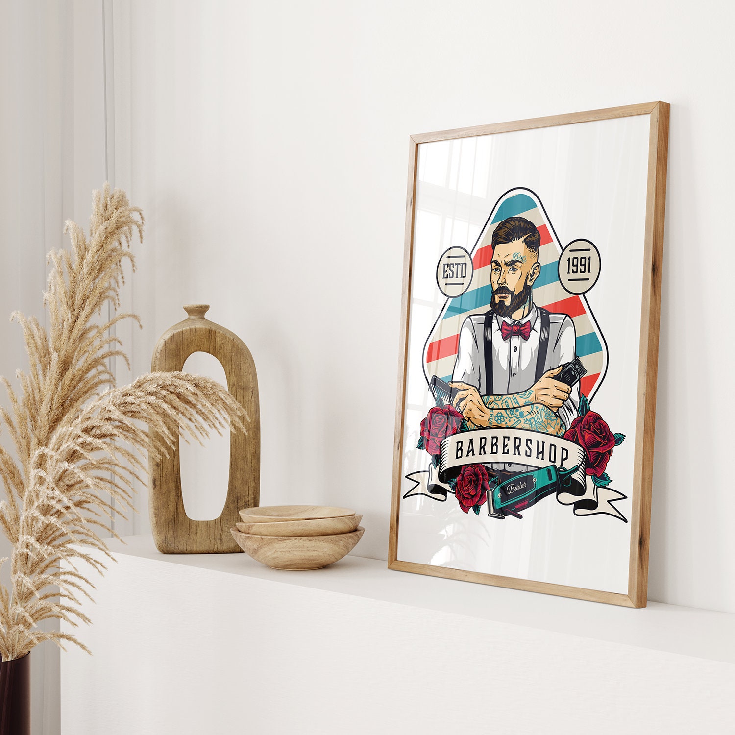 Barber Shop Print, Pilot Haircut Poster, Black and White Wall Art ...