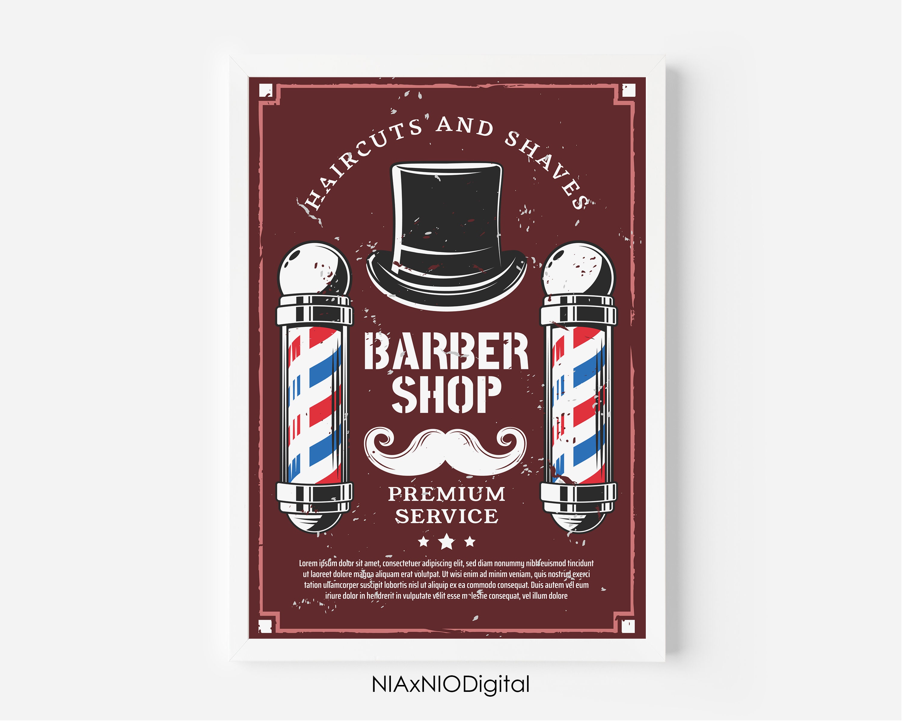 Barber Shop Print, Pilot Haircut Poster, Black and White Wall Art ...