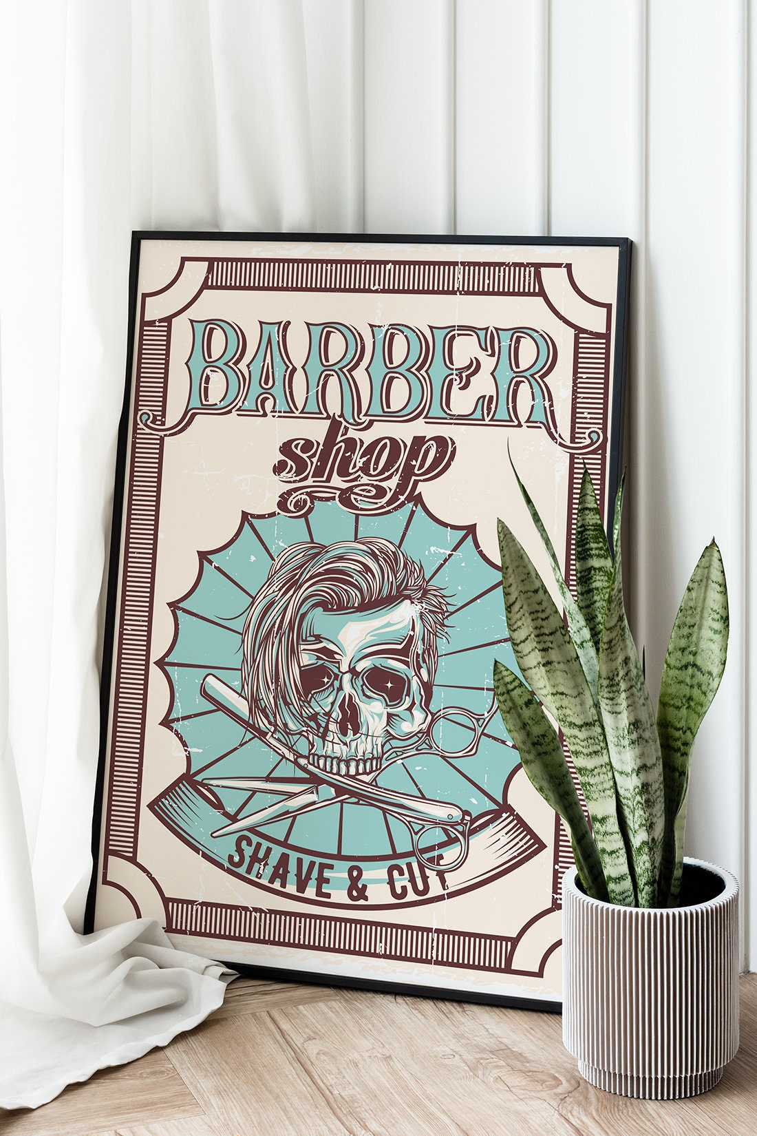 Barber Shop Print, Pilot Haircut Poster, Black and White Wall Art ...