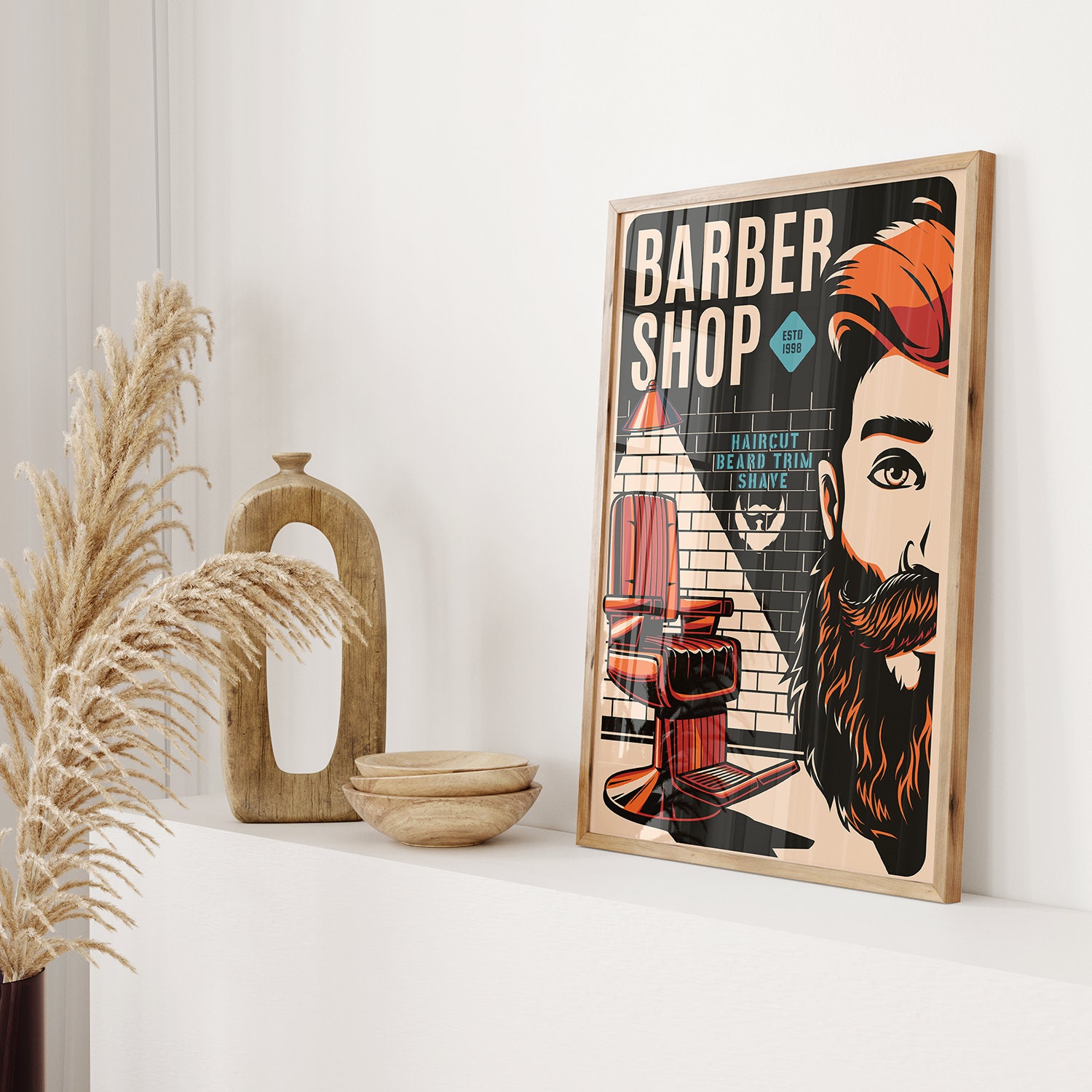 Barber Shop Print, Pilot Haircut Poster, Black and White Wall Art ...