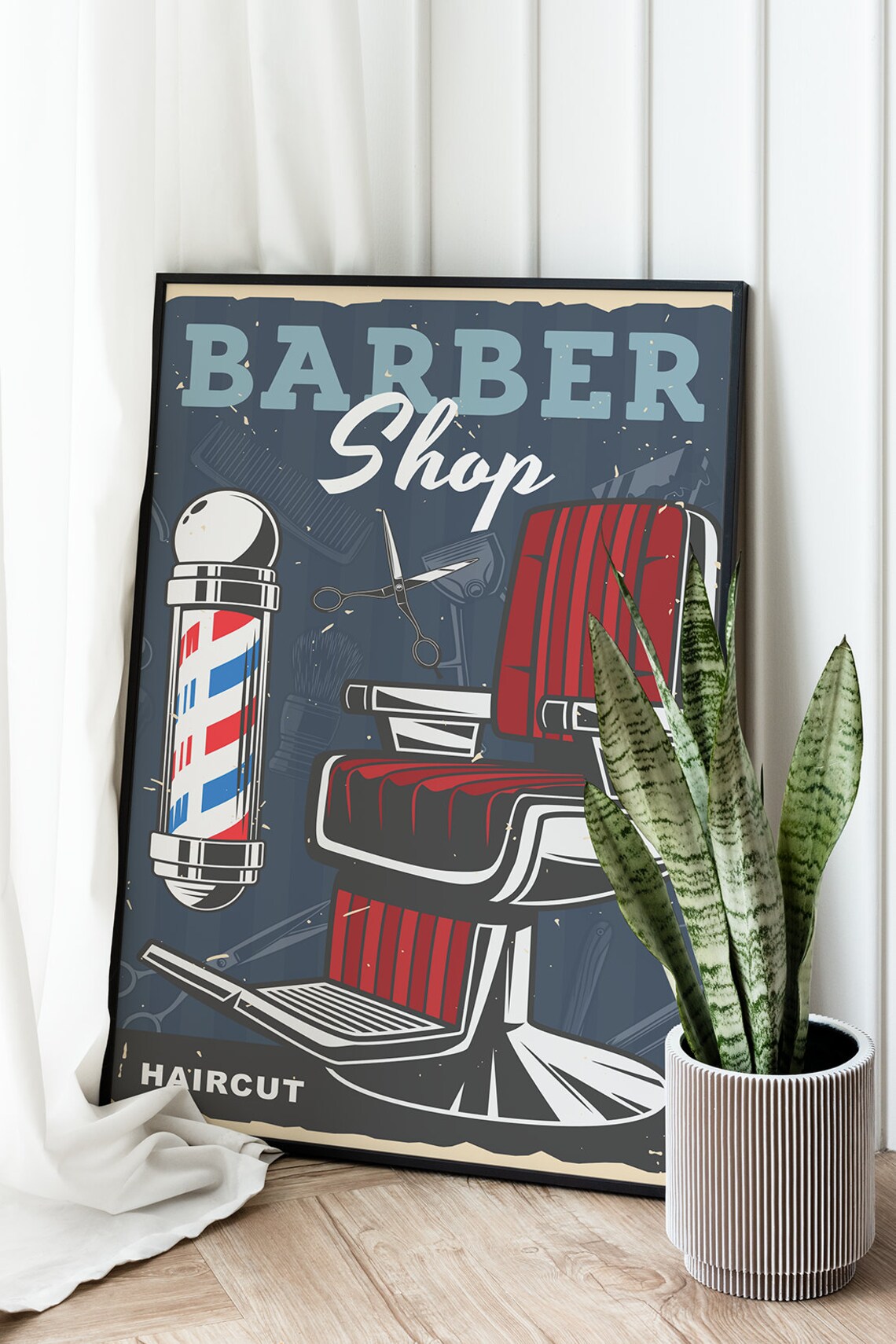 Barber Shop Print, Pilot Haircut Poster, Black and White Wall Art ...