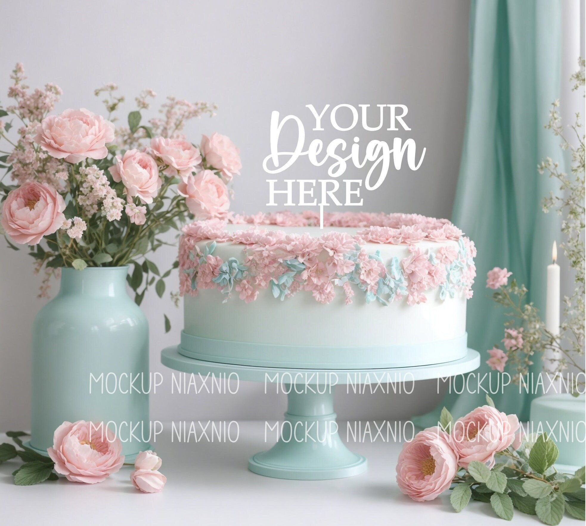 Cake Topper Mockup, Cake Mockup, Birthday, Wedding Cake Mockup, Digital ...