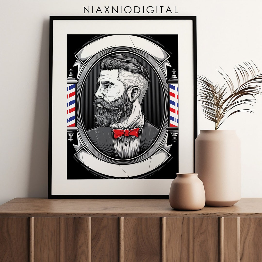 Barber Shop Print, Pilot Haircut Poster, Black and White Wall Art ...