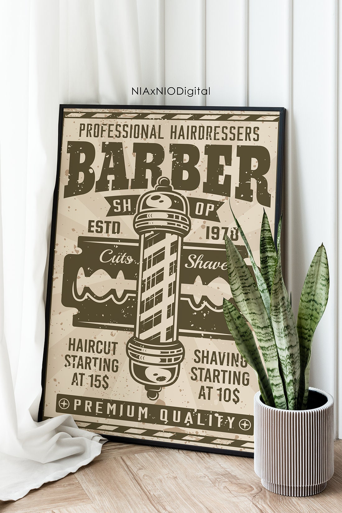 Barber Shop Print, Pilot Haircut Poster, Black and White Wall Art ...