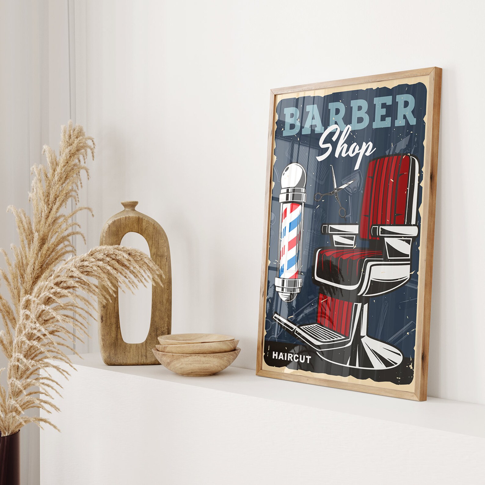 Barber Shop Print, Pilot Haircut Poster, Black and White Wall Art ...