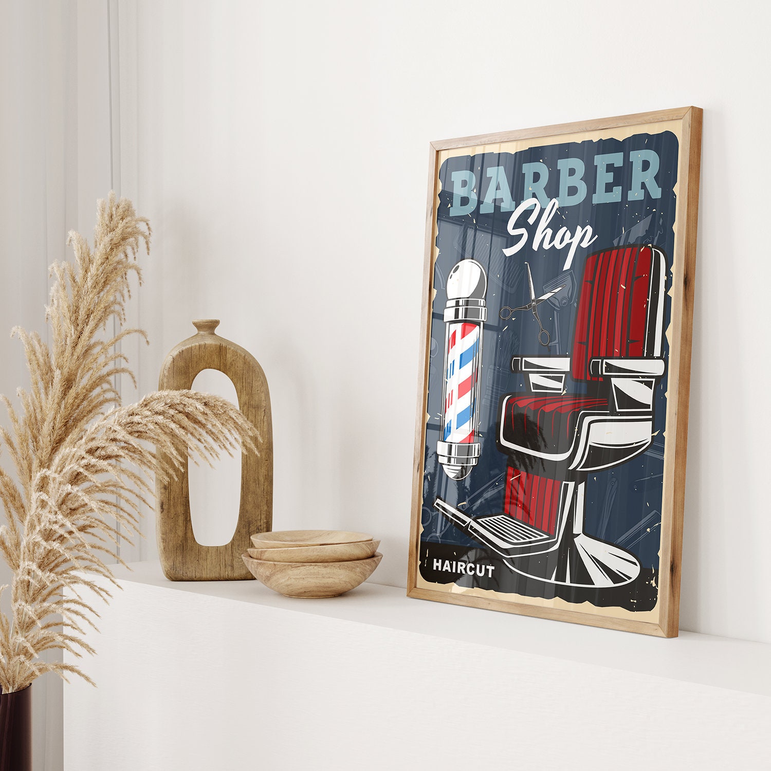 Barber Shop Print, Pilot Haircut Poster, Black and White Wall Art ...