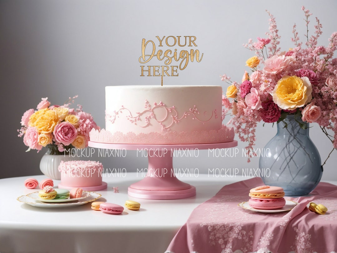 Cake Topper Mockup, Cake Mockup, Birthday, Wedding Cake Mockup, Digital ...