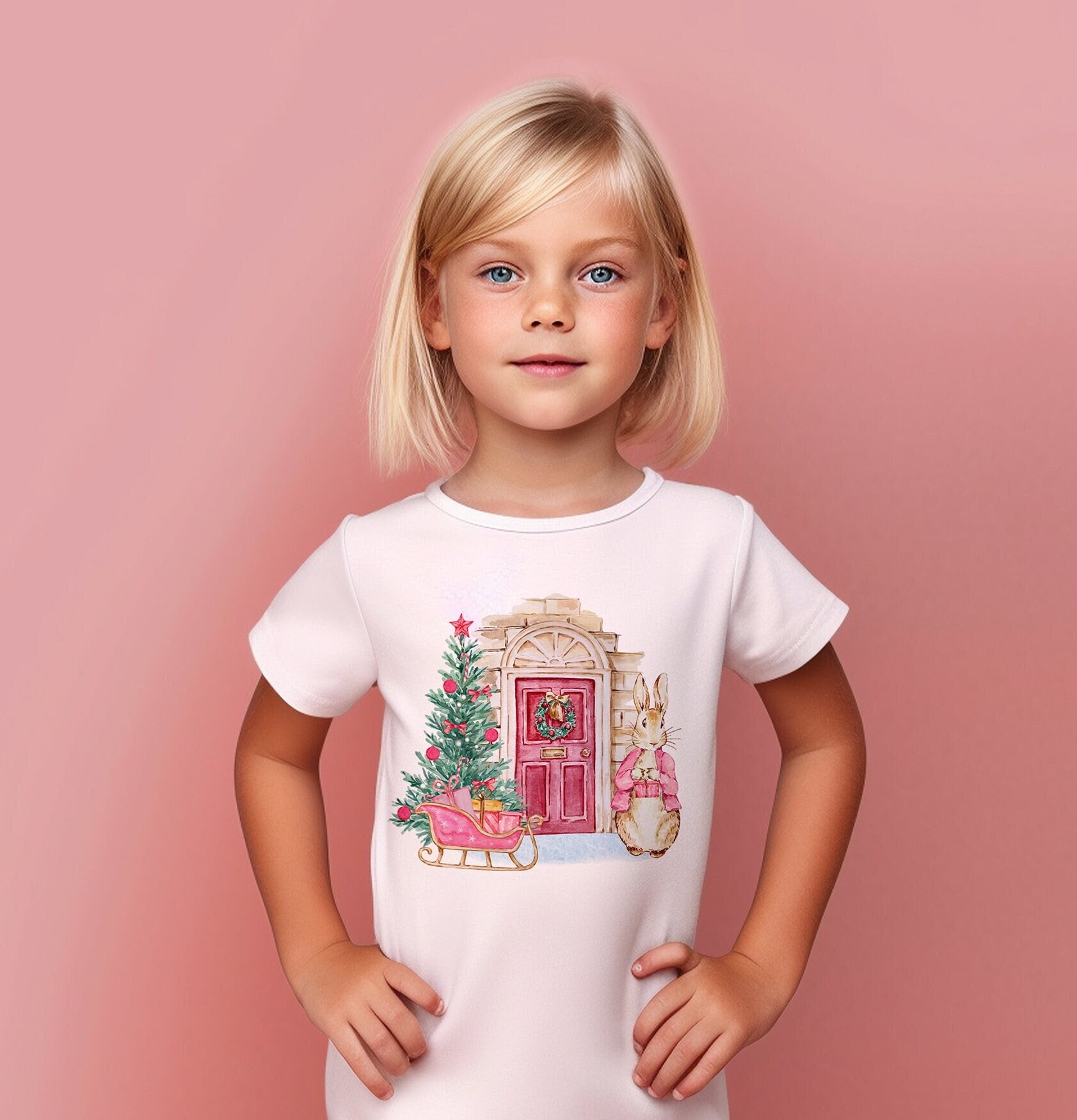 Flopsy Bunny Christmas Tree Png Christmas Rabbit Sublimation Design Christmas Card Design