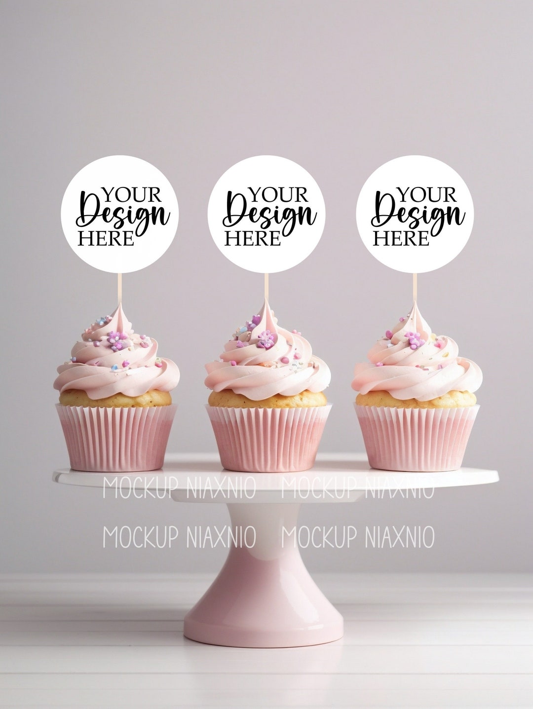 Cupcake Toppers Mockup, Cupcake Mockup, Birthday, Wedding Cupcake ...