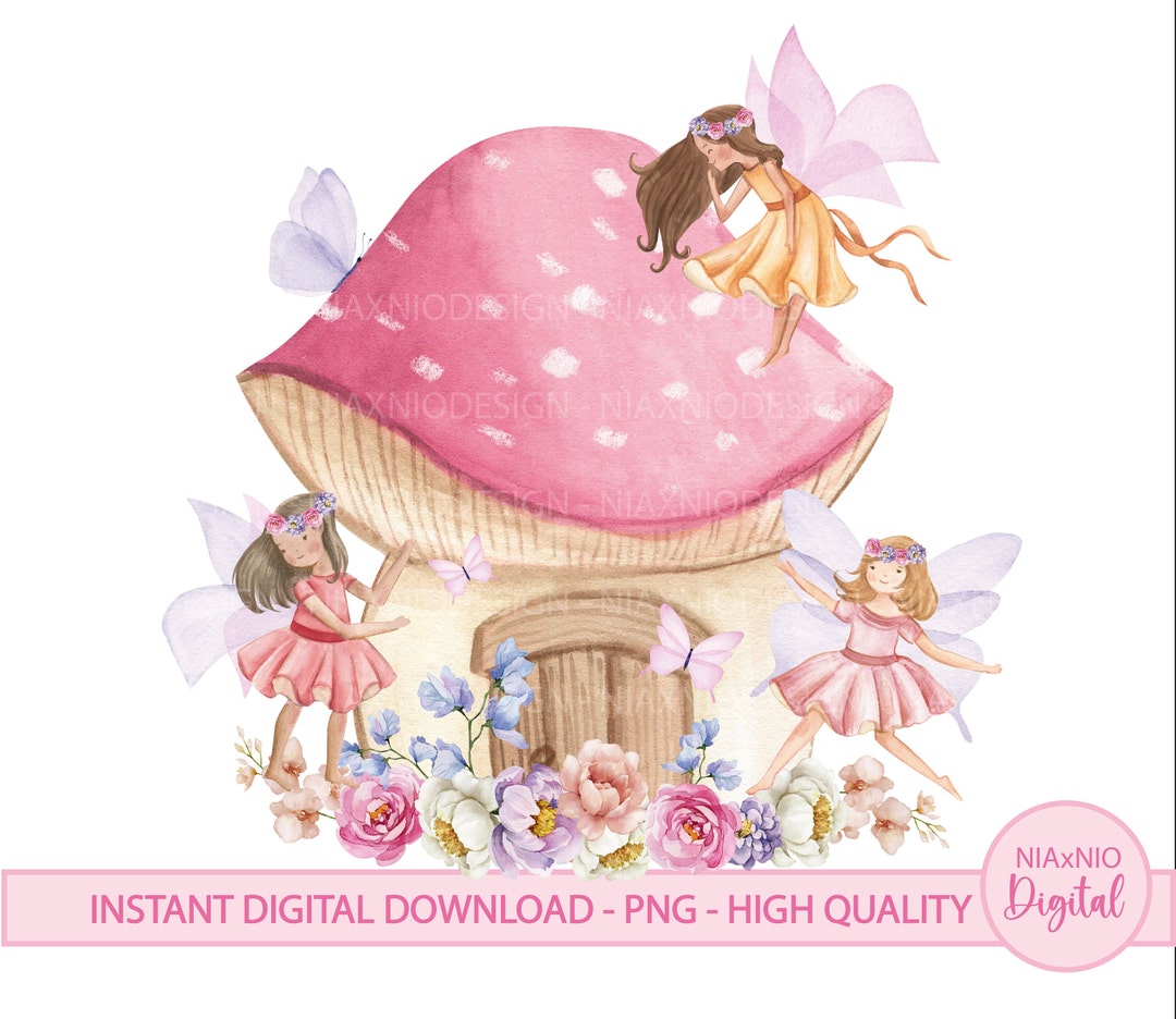 Fairy Garden Watercolor Clipart, Spring Fairies PNG Birthday, Fairy ...