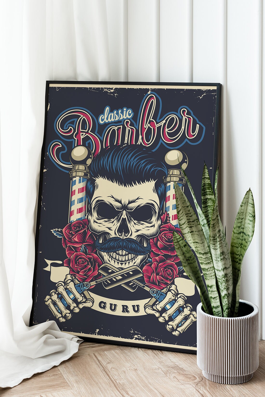 Barber Shop Print, Pilot Haircut Poster, Black and White Wall Art ...