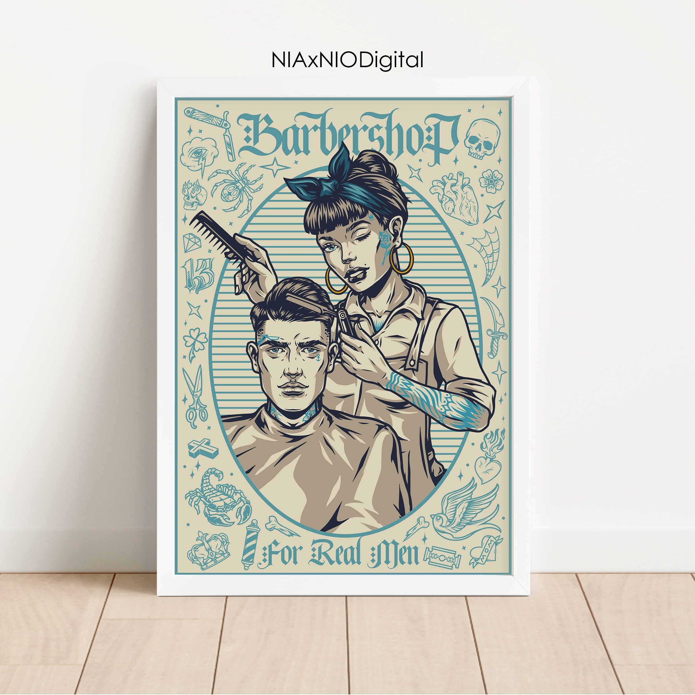 Barber Shop Print, Pilot Haircut Poster, Black and White Wall Art ...