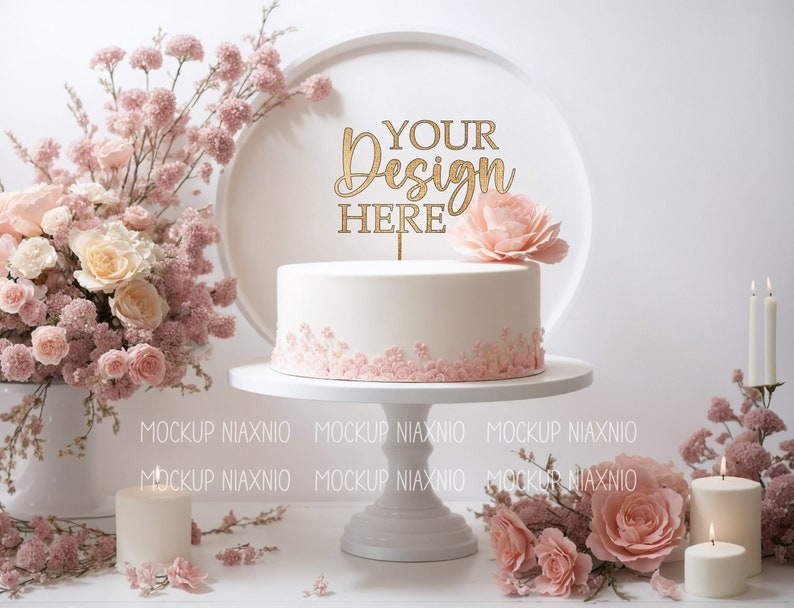 Cake Topper Mockup, Cake Mockup, Birthday, Wedding Cake Mockup, Digital ...