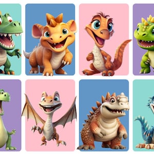 Children's Dinosaur Flash Cards + 4 FREE Coloring Pages - Etsy