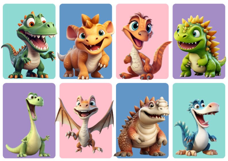 Children's Dinosaur Flash Cards + 4 FREE Coloring Pages - Etsy