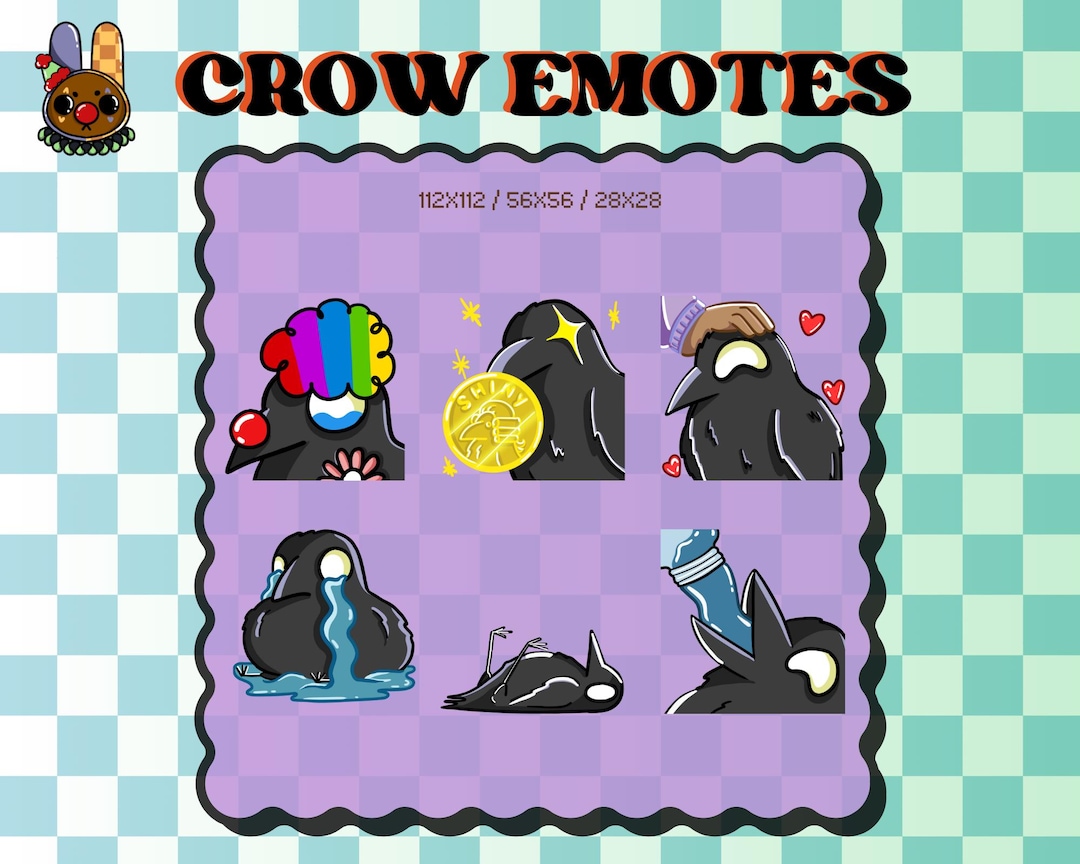 Crow Emote (6) |bird|twitch|discord|streaming|112x112,56x56,28x28|emote ...