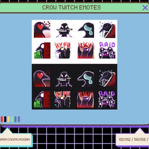 Crow Emote 8 birdtwitchdiscordstreaming112x112,56x56,28x28emote Bundle ...