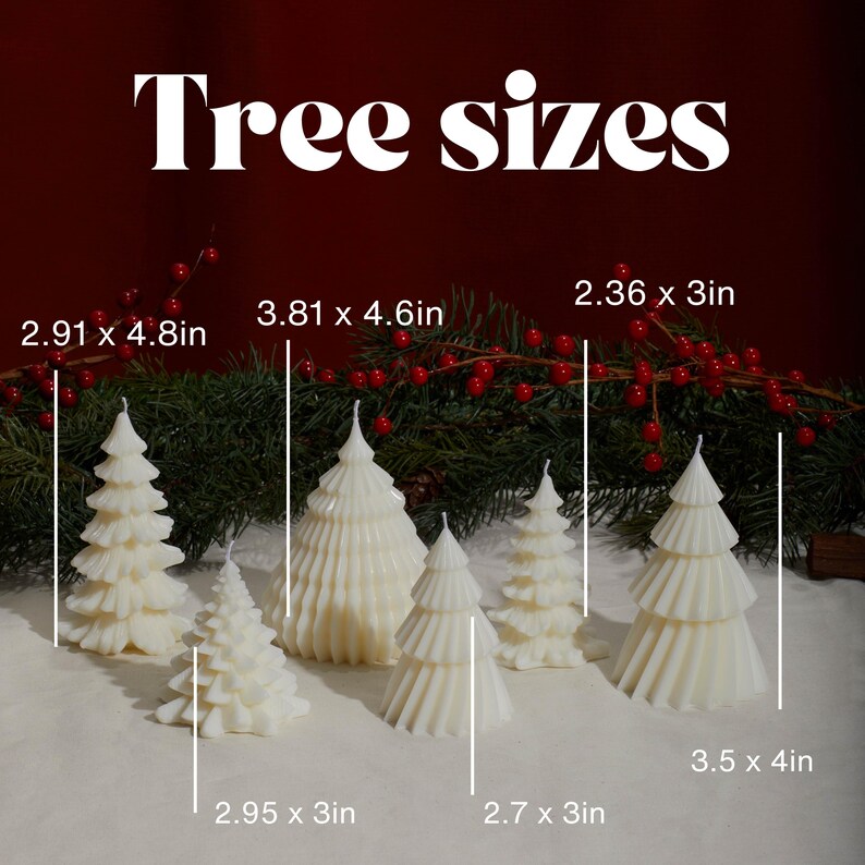 Christmas Tree Candles: Evergreen Scented Holiday Decor (2pc) - Etsy