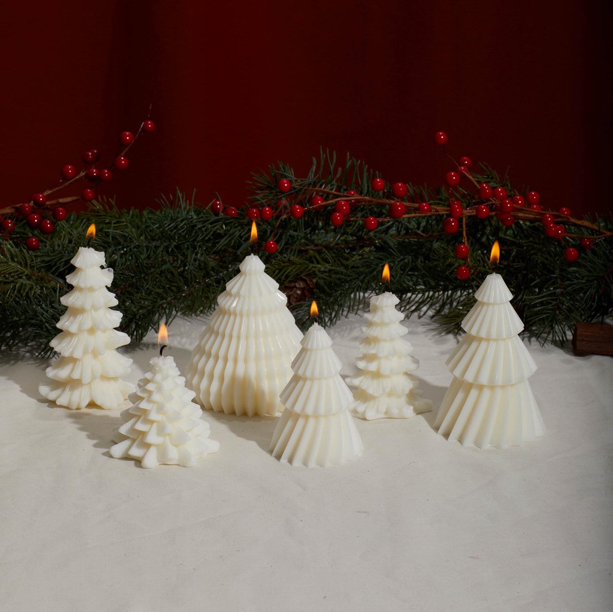 Christmas Tree Candles: Evergreen Scented Holiday Decor (2pc) - Etsy