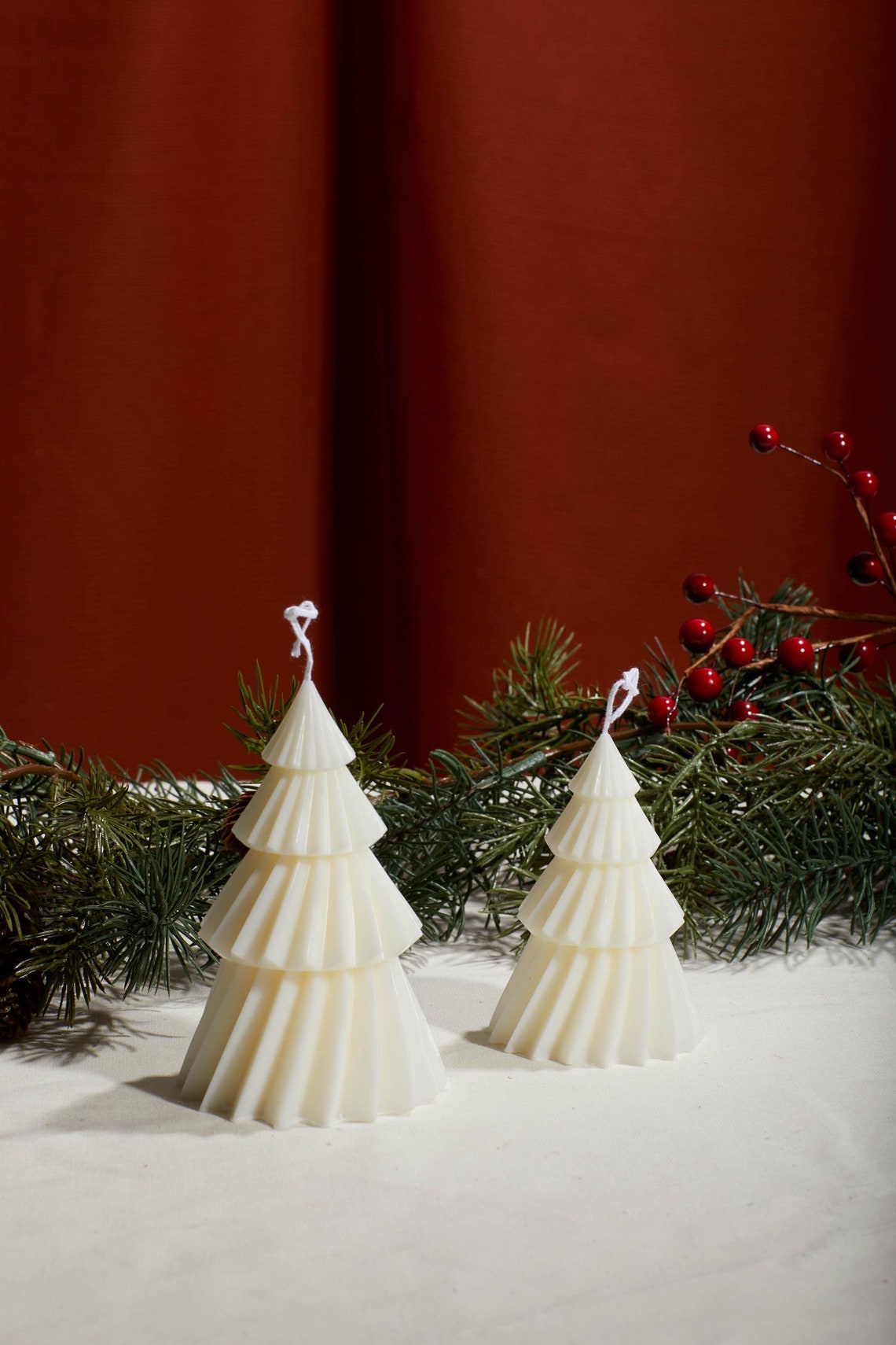 Christmas Tree Candles: Evergreen Scented Holiday Decor (2pc) - Etsy