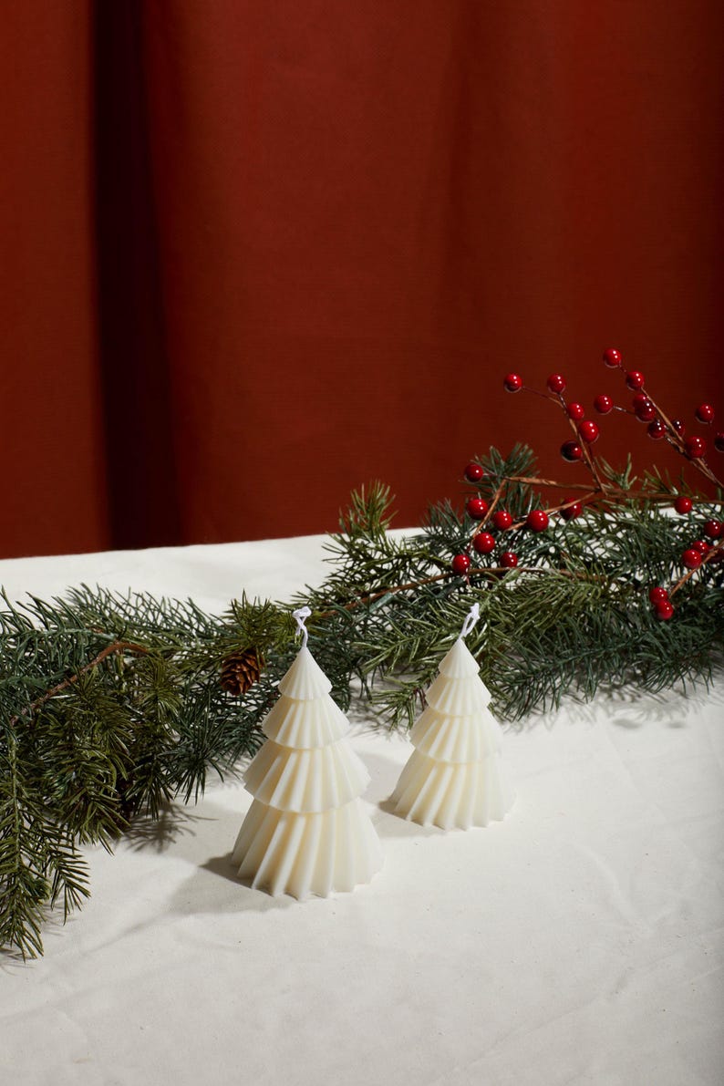 Christmas Tree Candles: Evergreen Scented Holiday Decor (2pc) - Etsy