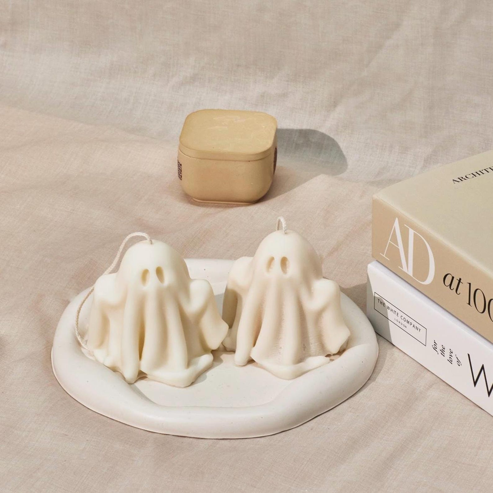 Set of 2 Handmade Ghost Candles: Spooky Halloween Decor - Etsy