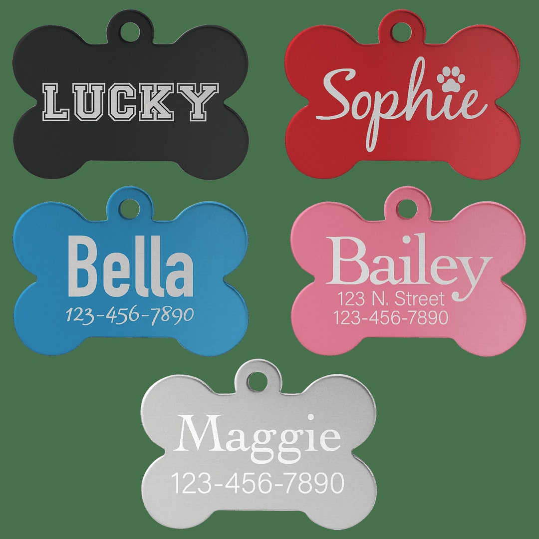 Custom Laser Engraved Pet ID Tag - Choose From 3 Shapes & 2 Sizes - Etsy