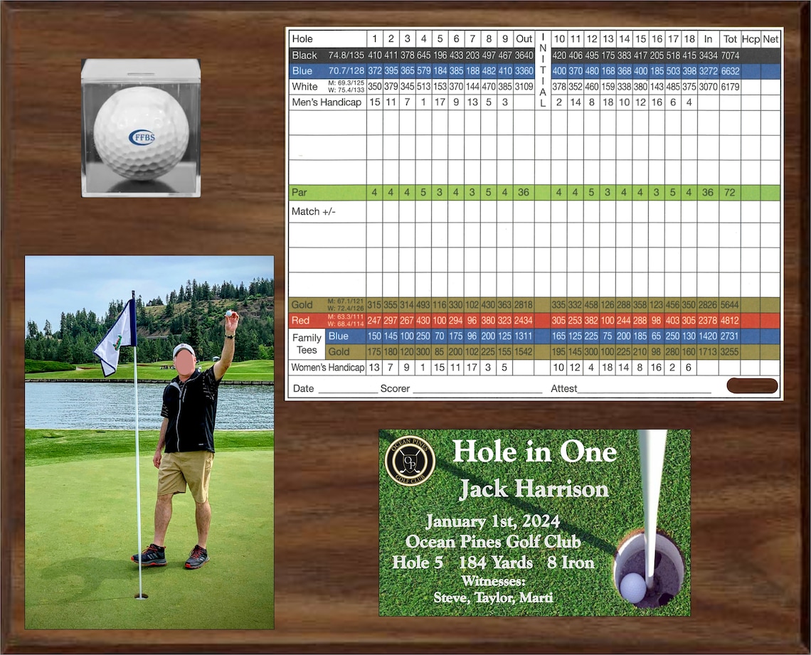 Hole in One Plaque With Scorecard, Photo and Ball - Etsy
