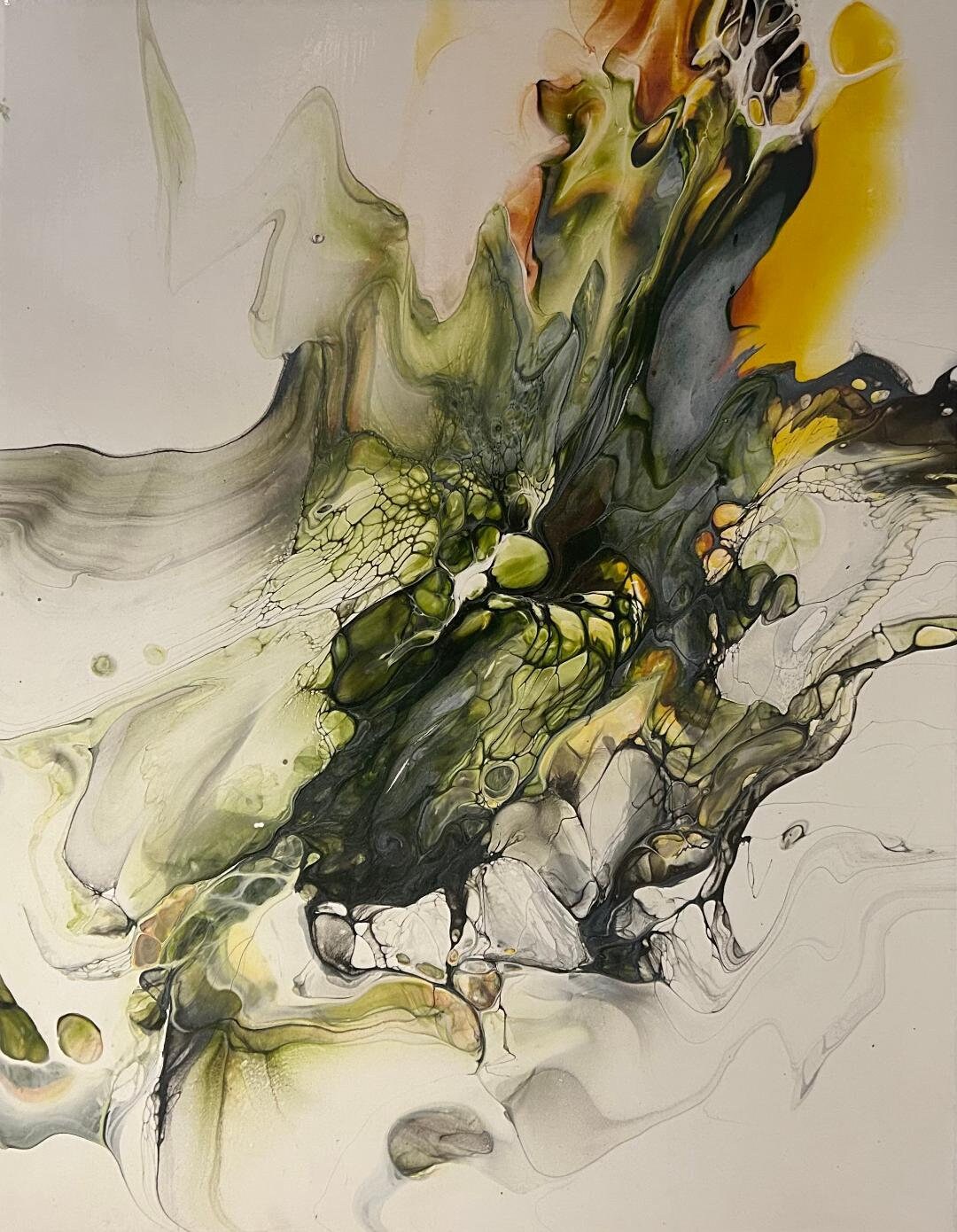 Modern Art, Acrylic Poured Painting on Canvas, Wall Hanging, Framed ...