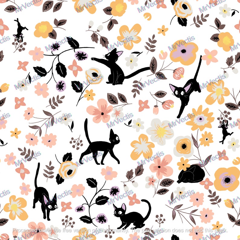 Digital Download Famous Anime Cat Seamless Pattern Design PNG Mug Wrap ...