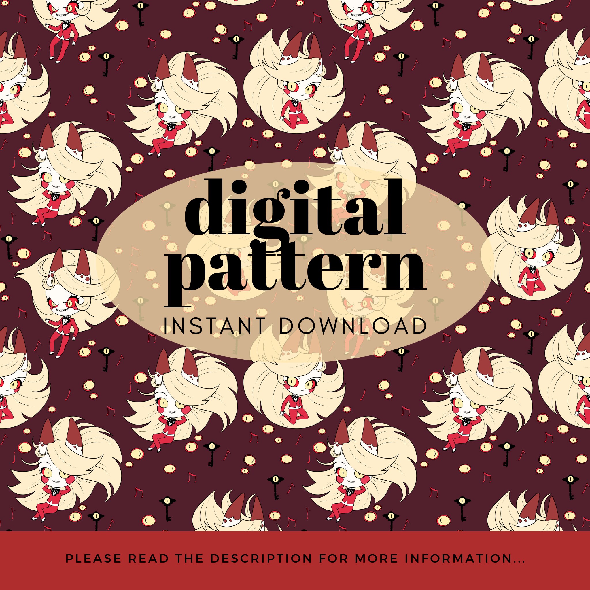 Digital Download Demon Charlie Seamless Pattern Design PNG Mug Wrap ...