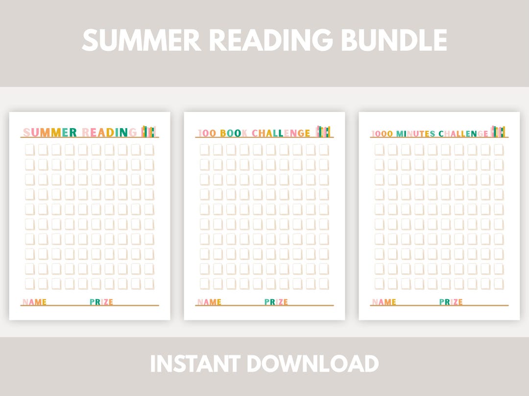 Kids Summer Reading Challenge Printable: Book & Minute Tracker (PDF) - Etsy