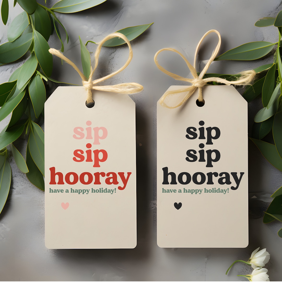 Sip Sip Hooray! Gift Tag, Teacher Gift Tag, Water Bottle Gift Tag ...