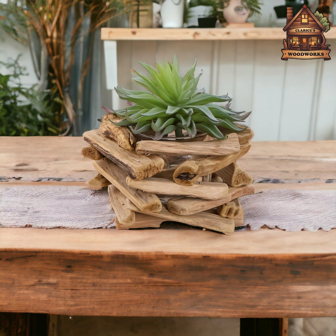 Rustic Wooden Planter Irregular Wooden Plant Pot Wooden - Etsy